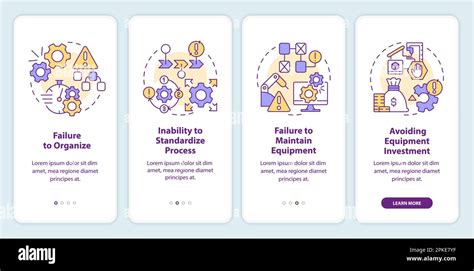 SMED Pitfalls To Avoid Onboarding Mobile App Screen Stock Vector Image