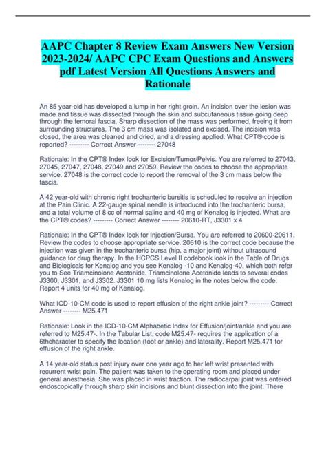 AAPC Chapter 8 Review Exam Answers New Version AAPC CPC Exam