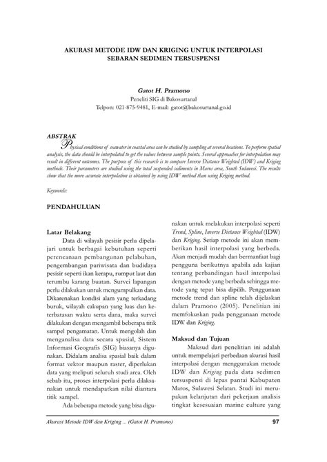 PDF Akurasi Metode IDW Dan Kriging Untuk Interpolasi Sebaran Sedimen