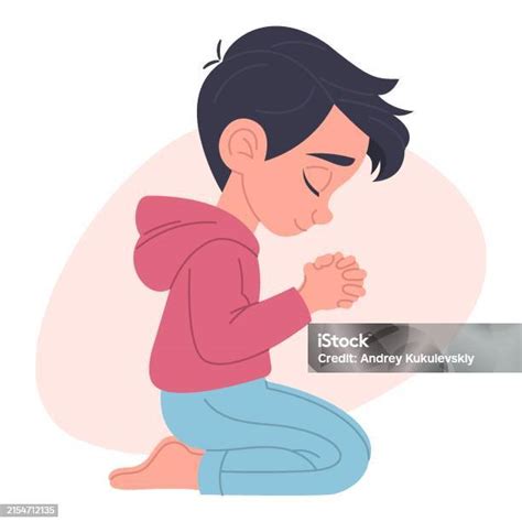 무릎에 기도하는 소년 손으로 그린 플랫 벡터 일러스트 레이 션 흰색 배경 기도하기에 대한 스톡 벡터 아트 및 기타 이미지 기도하기 아이 예술 Istock