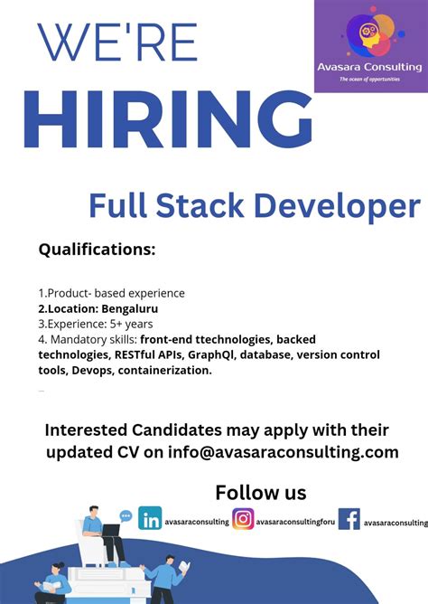 avasara consulting on linkedin hiring fullstackdeveloper bangalore