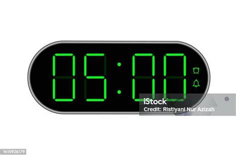Vector Flat Illustration Of A Digital Clock Displaying 0500向量圖形及更多跳字鐘圖片