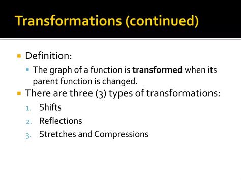 Transformations Of Functions Pptx