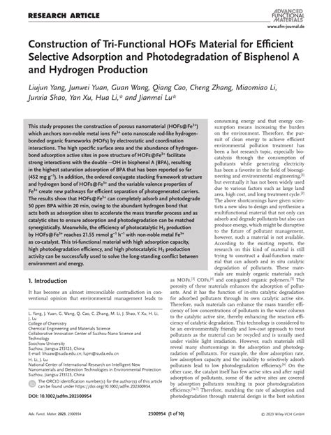 Construction Of Tri‐functional Hofs Material For Efficient Selective