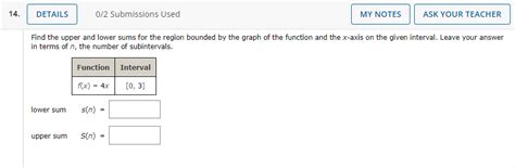 Solved Find The Upper And Lower Sums For The Region Bounded Chegg Com