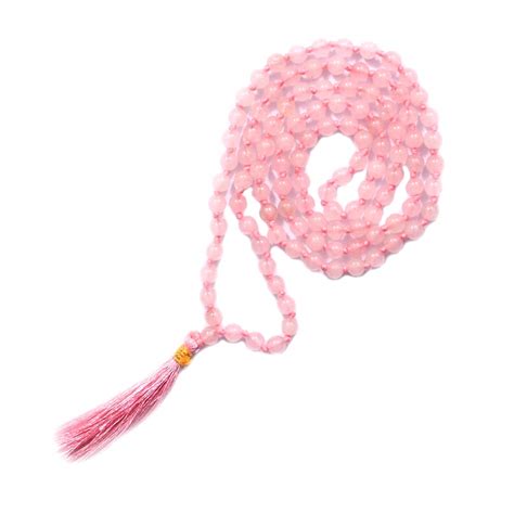 Takshila Gems® Natural Rose Quartz Mala 1081 6 Mm Knotted Beads Mala