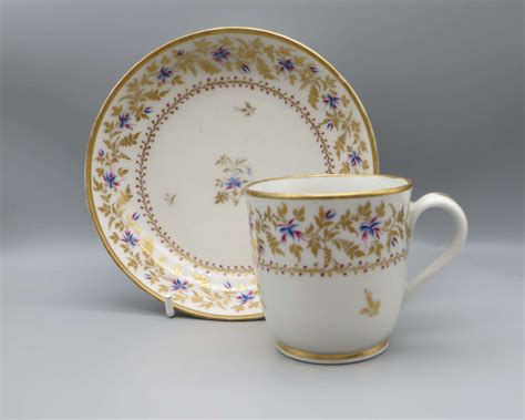 18th Century New Hall Porcelain Coffee Cup And Saucer
