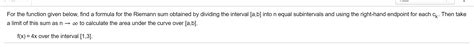 solved for the function given below find a formula for the