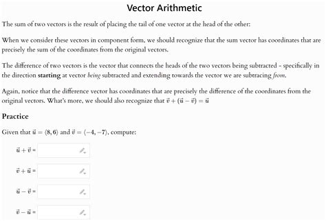 Solved Vector Arithmeticthe Sum Of Two Vectors Is The Result