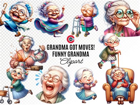 Funny Grandma Clipart Elderly Woman Graphic By C Kav Art · Creative