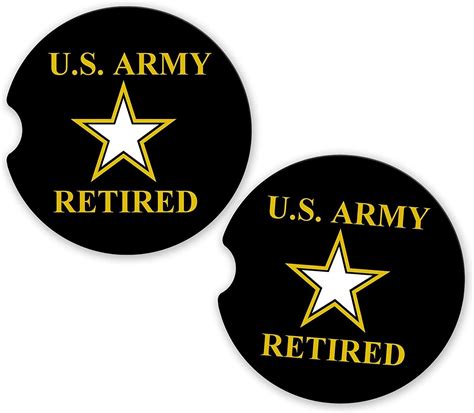 Us Army Retired Military Set Of 2 Matching Coasters Car Cup Holders