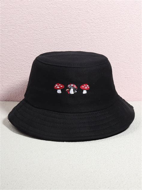 Mushroom Embroidered Bucket Hat Bucket Hat Fashion Embroidered