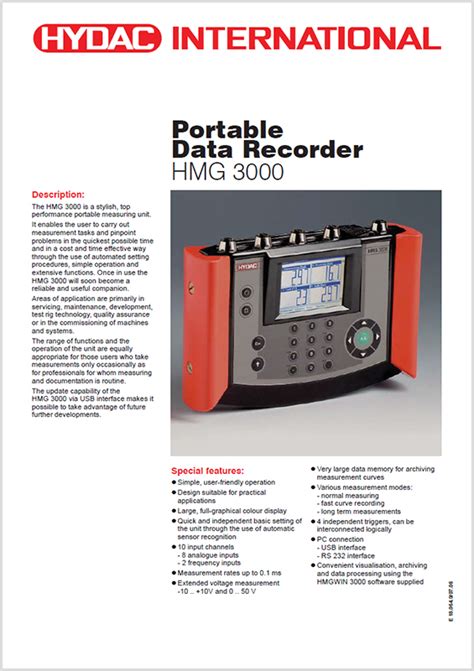 Hydac Portable Data Recorder Hmg 3000 Hyquip Limited