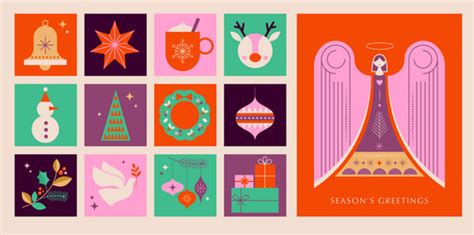Greeting Card Background With Christmas Angel Vector Image