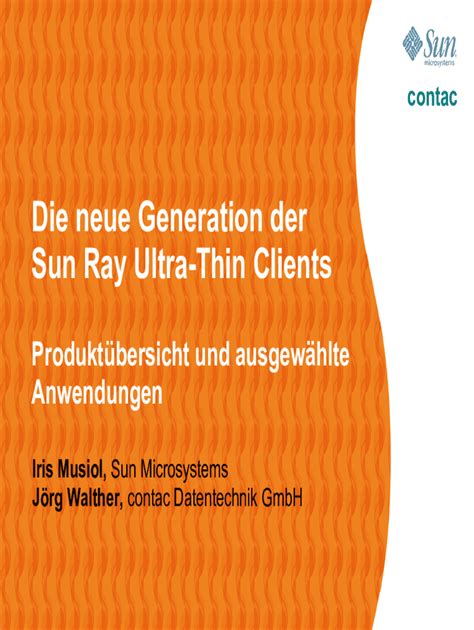 Ausfüllbar Online Die neue Generation der Sun Ray Ultra-Thin Clients ...