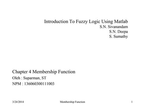 Introduction To Fuzzy Logic Using Matlab Pdf