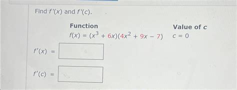 solved find f x ﻿and f c functionvalue of
