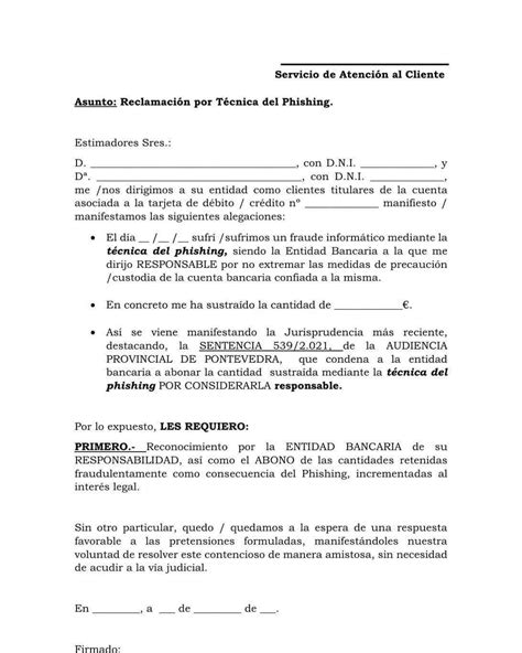 🟧modelo De Reclamación Por Phishing Stop Cláusula Suelo