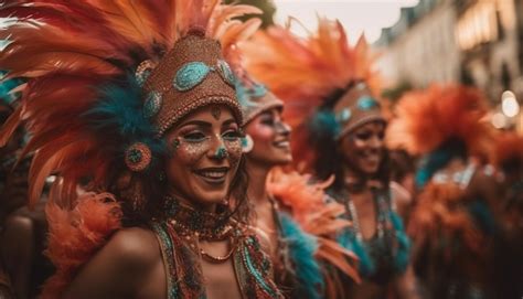 Ai によって生成されたパレードでサンバを踊る笑顔の若い女性 無料の写真