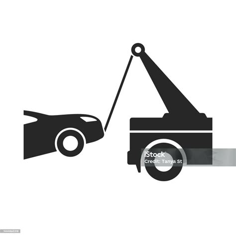 견인 트럭 흰색에 자동차 견인 벡터 아이콘 자동차 대피 표지판 검은색에 대한 스톡 벡터 아트 및 기타 이미지 검은색 견인 견인차 Istock