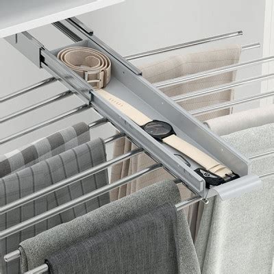 Porte pantalons coulissant chromé double avec range accessoires I