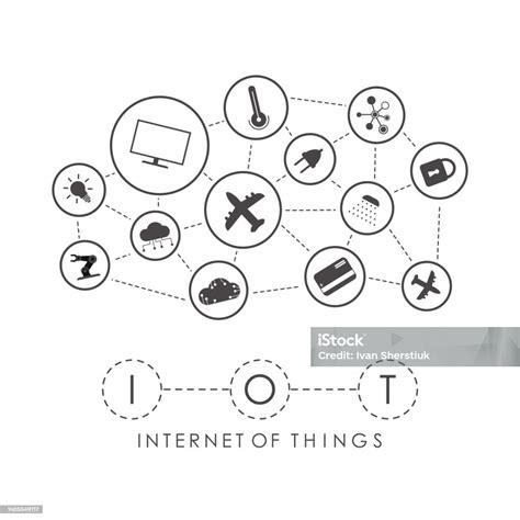 Iot Dan Konsep Otomatisasi Satu Set Ikon Yang Terhubung Satu Sama Lain