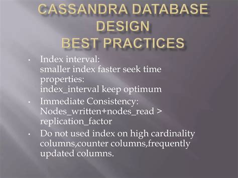 Cassandra Database Design Best Practises Ppt