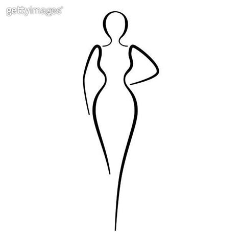 Woman Body Sketch Line Art Icon Female Pose Outline Silhouette Model