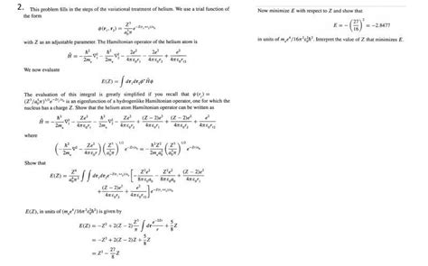 Solved 2 This Problem Fills In The Steps Of The Variational