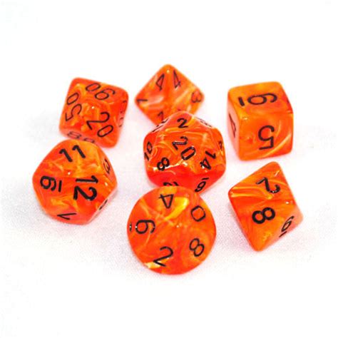 Set Of 7 Chessex Vortex Orangeblack Rpg Dice Gmdice