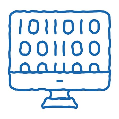 Artificial Intelligence Binary Code Doodle Icon Hand Drawn Illustration Vector Art At
