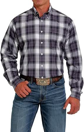 Cinch Mens Long Sleeve Plaid White L Clothing Shoes