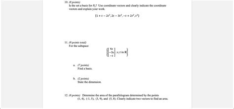 Solved Answer All 8 ﻿pointsis The Set A Basis For P3