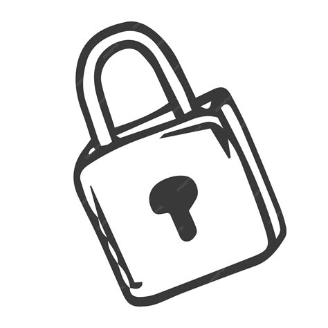 Premium Vector Padlock Icon In Doodle Sketch Lines Safety Protection