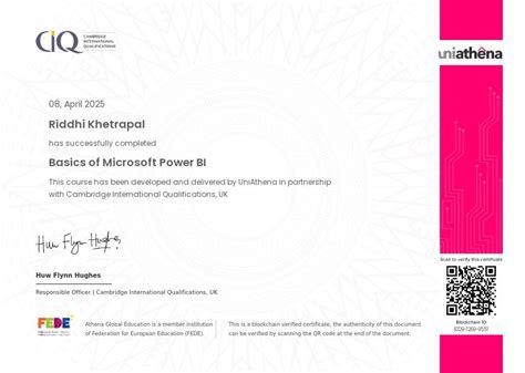 Powerbi Dataanalytics Certification Uniathena Riddhi Khetrapal