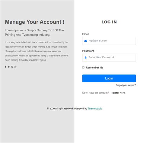Impressive Login Form Free Responsive Widget Template Themevault