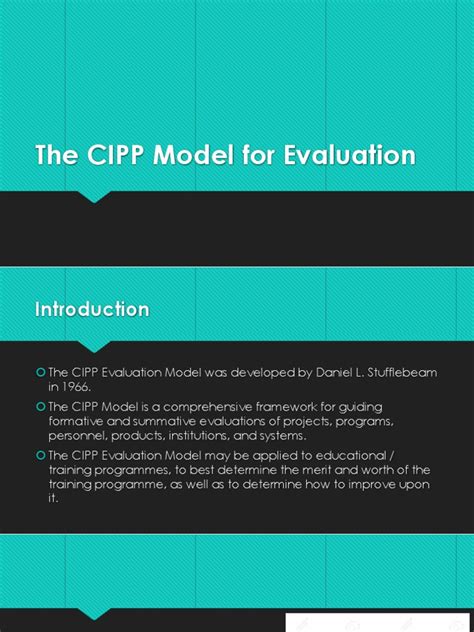 The Cipp Model For Evaluation Teachers Evaluation