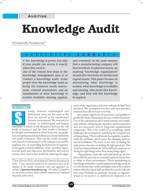 The Knowledge Audit Pdf Knowledge Management Audit