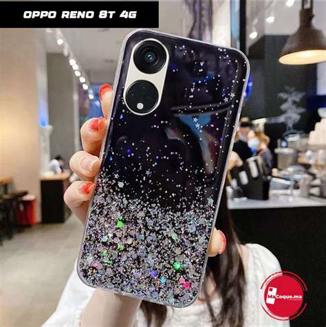 Pochette Oppo Reno 8T 4G Scintillante Brillante Noir Macoque Ma