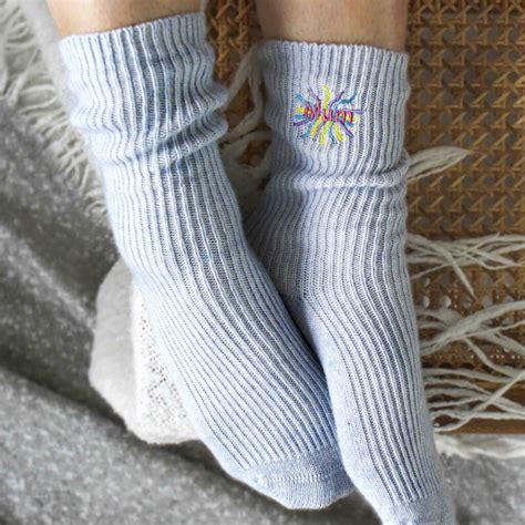 Personalised Starburst Embroidered Bed Socks Stephieann Design