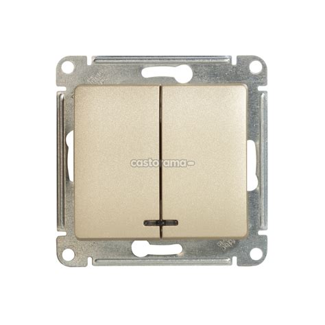 Выключатель Schneider Electric Glossa двухклавишный с подсветкой IP20 ...