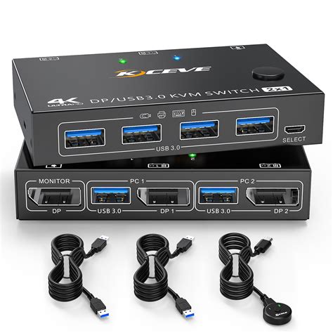 Kvm Switch Displayport Usb 3 0 Dp Kvm Switch 2 In 1 Out 3440x1440 144hz
