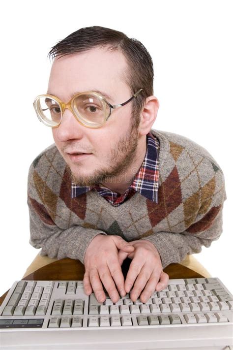 Nerd With Keyboard Stock Photo Image Of Expressive Humor