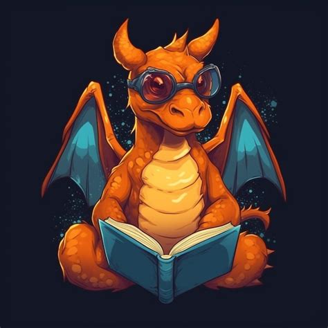 Premium Ai Image Charizard In Glasses Reading Book Realistic Tshirt