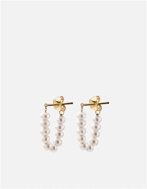 Shay Pearl Hoop Earrings 14k Yellow Gold Mens Earrings Miansai