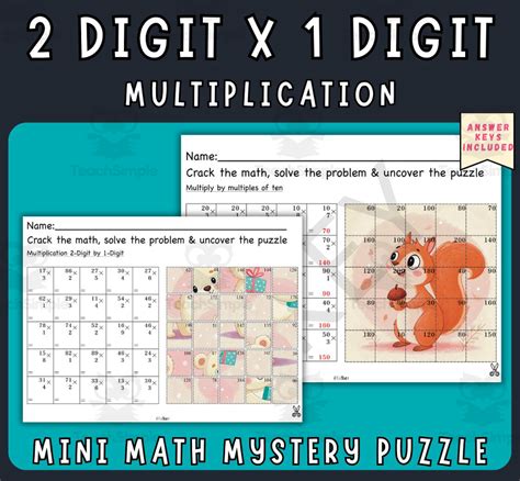 2 Digit X 1 Digit Multiplication Mini Math Mystery Puzzle By Teach Simple