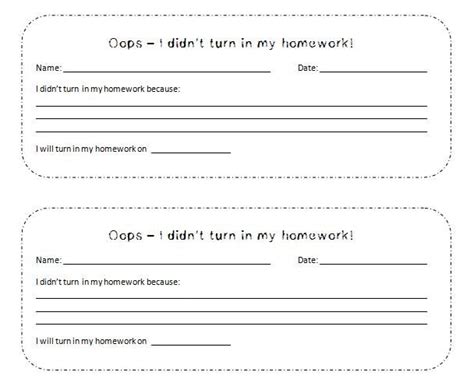 Missing Homework Slip Printable Printable Word Searches