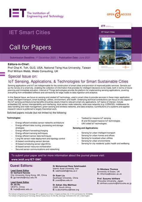 Pdf Special Issue On Iot Sensing Applications And Technologies For