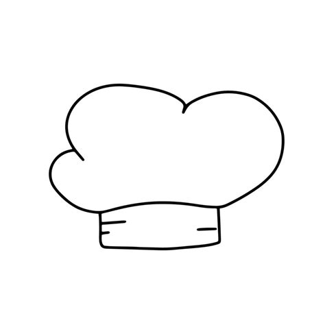 Cute Chef Hat Doodle Icon Vector Outline Illustration Isolated On