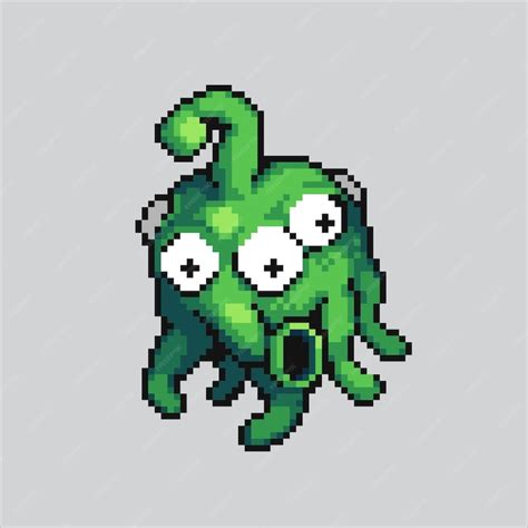 Premium Vector Pixel Art Illustration Alien Pixelated Alien Alien